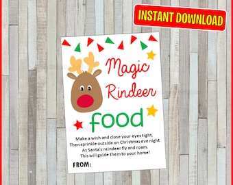 Reindeer Food Printable Tag - Etsy