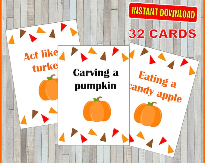Autumn Charades Party Game Printable - PDF Printable - 32 Different ...