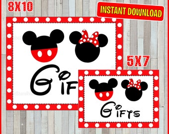 Printable Minnie Mouse Gifts Party Sign 5x7 and 8x10 INSTANT | Etsy