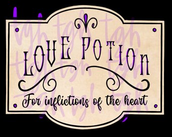 Love Potion Number 9 Label SVG File, Printable Love Potion Label PDF ...