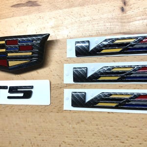 Cadillac CT5-V Black Carbon Fiber Effect Emblem Set 20-24 Genuine GM - Etsy