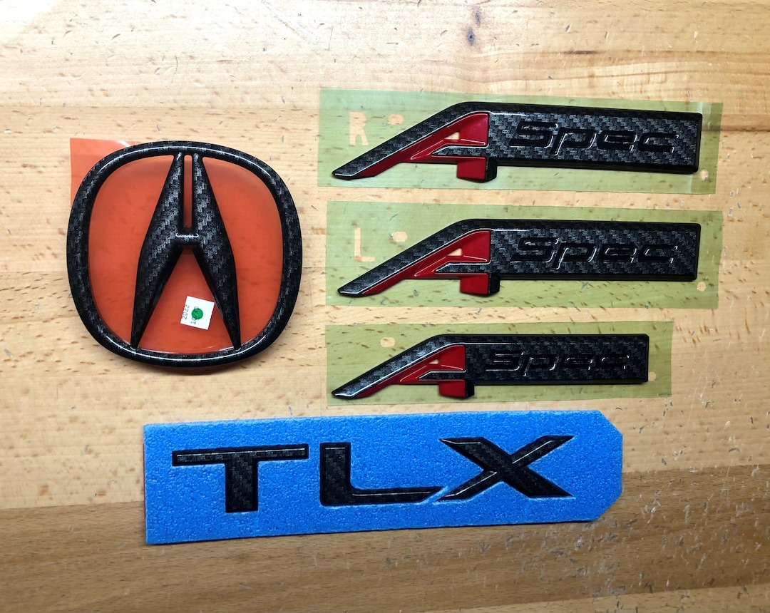 Acura TLX A-spec Black Carbon Fiber Effect Emblem Set X5 Genuine OEM - Etsy