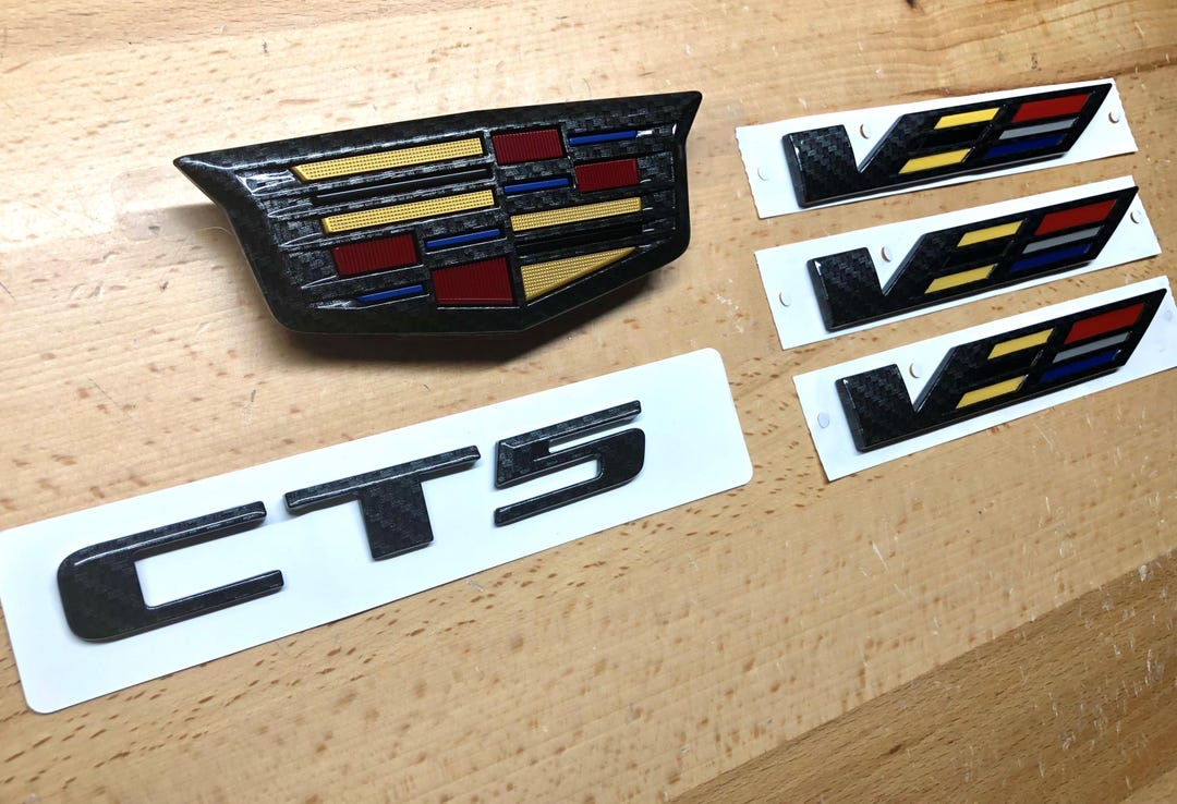 Cadillac CT5-V Black Carbon Fiber Effect Emblem Set 20-24 Genuine GM - Etsy