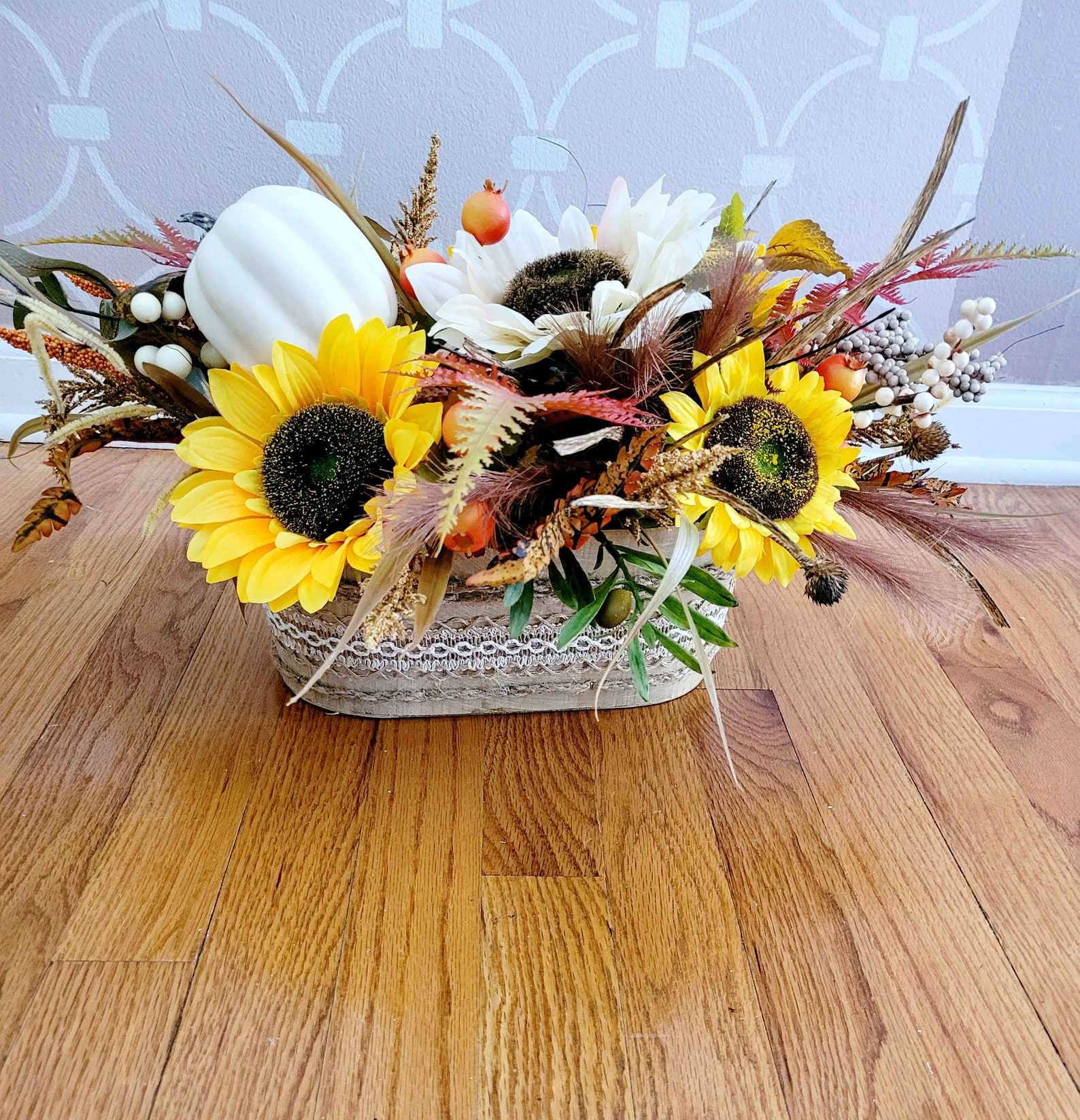 Sunflower Bucket Floral Arrangement Table Centerpiece Fall - Etsy