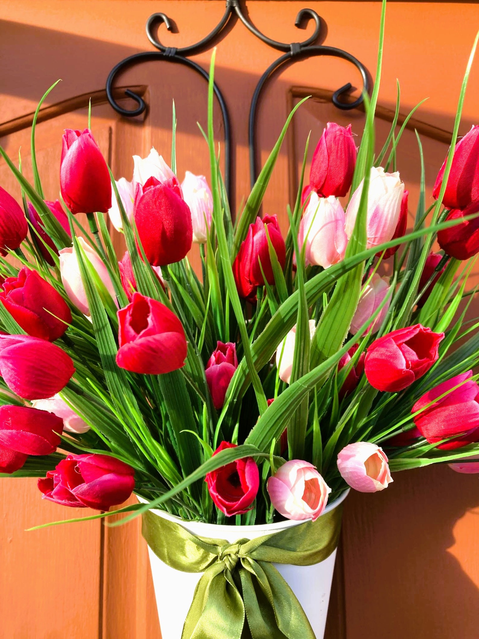 Spring Tulips Bucket Hot Pink Décor Front Door Décor Gift - Etsy