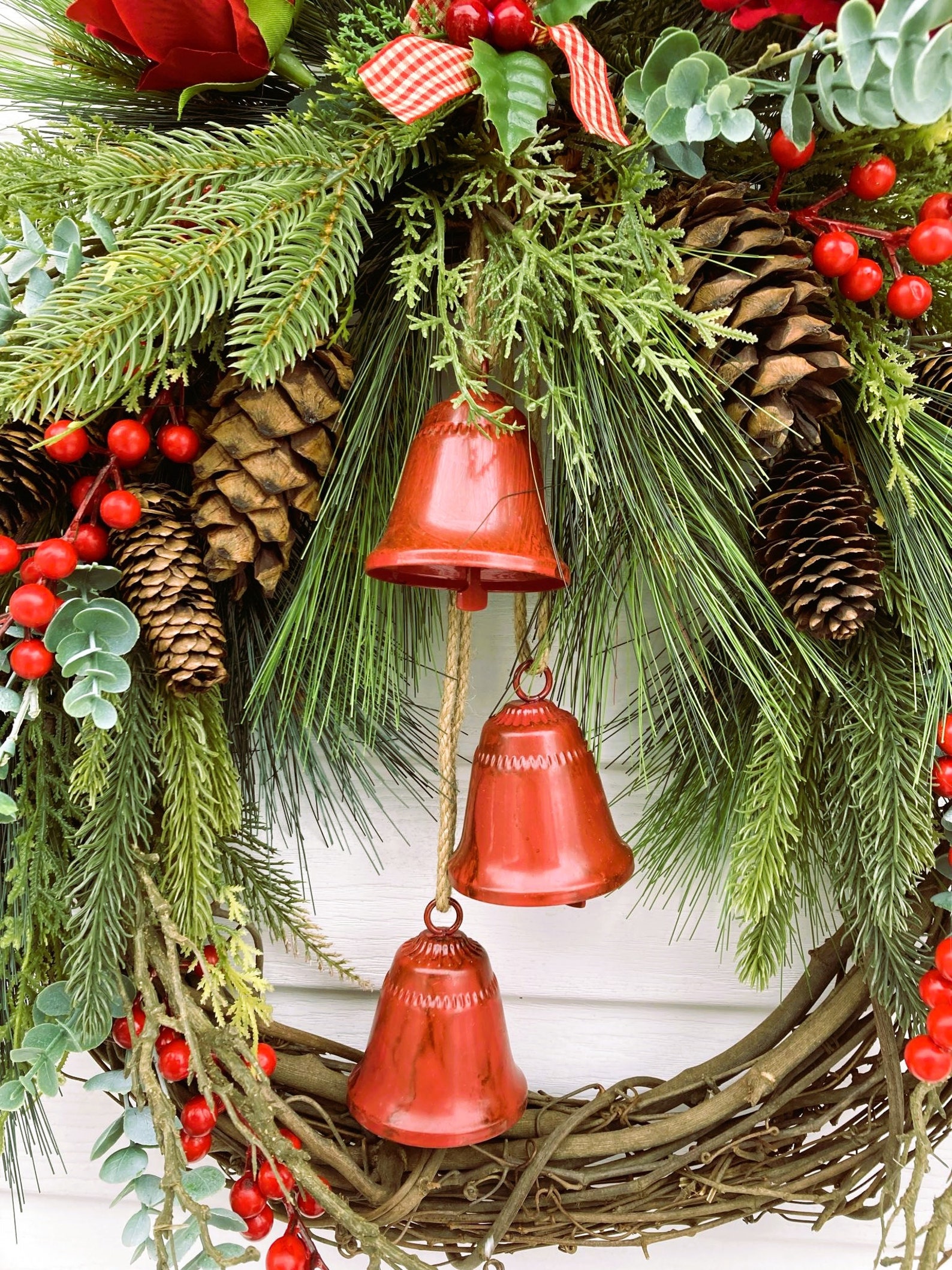 Christmas Wreath With Bells Front Door Décor Gift Wreath - Etsy