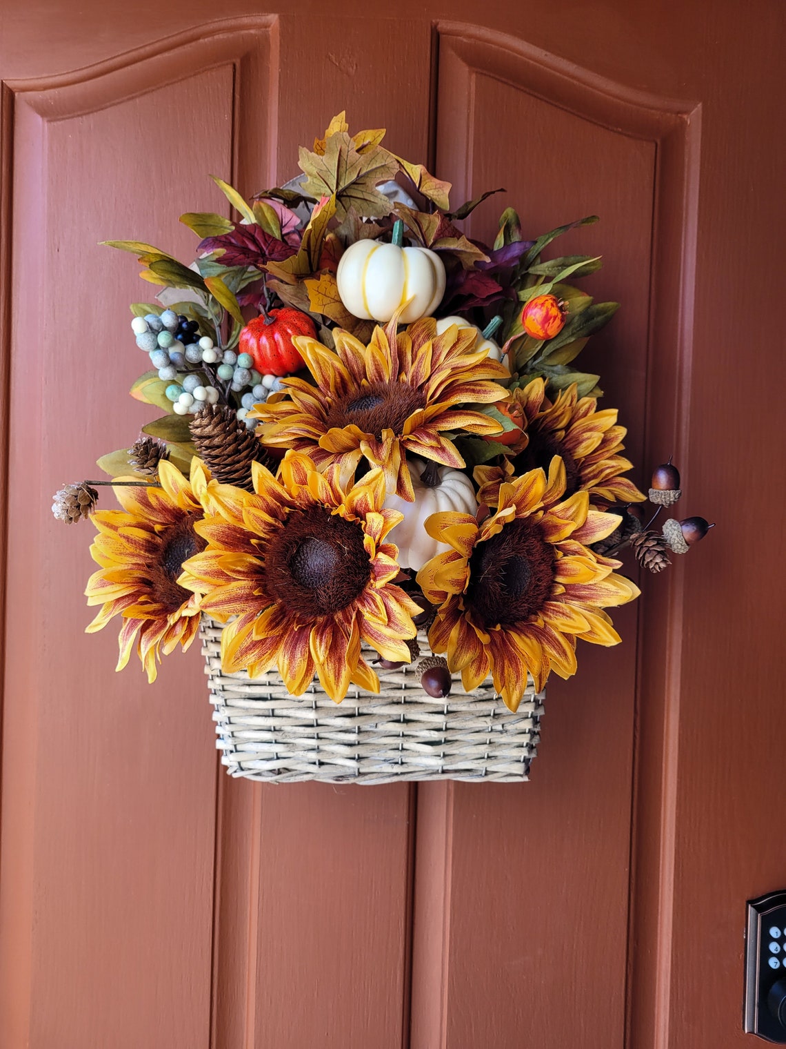 Sunflower Arrangement Fall Door Basket Farmhouse Décor - Etsy