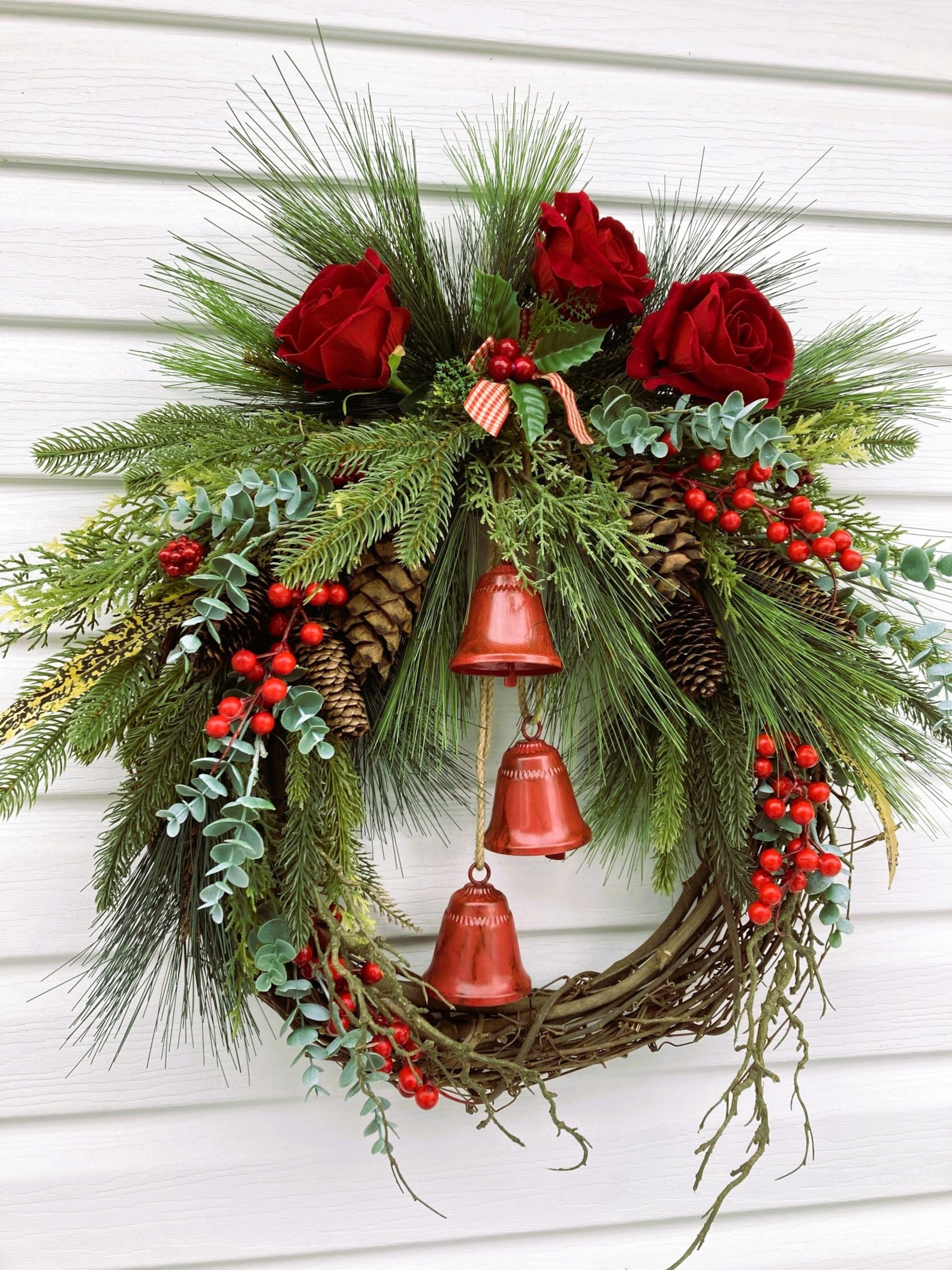 Christmas Wreath With Bells Front Door Décor Gift Wreath - Etsy
