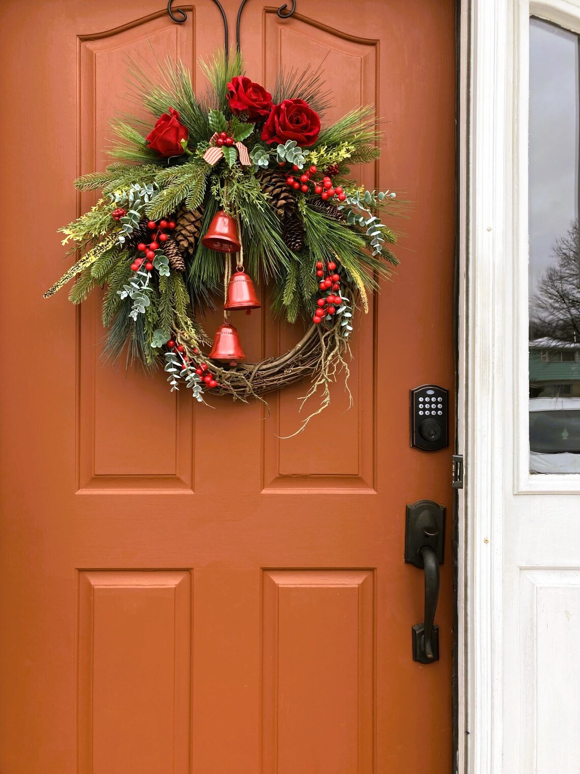 Christmas Wreath With Bells Front Door Décor Gift Wreath - Etsy