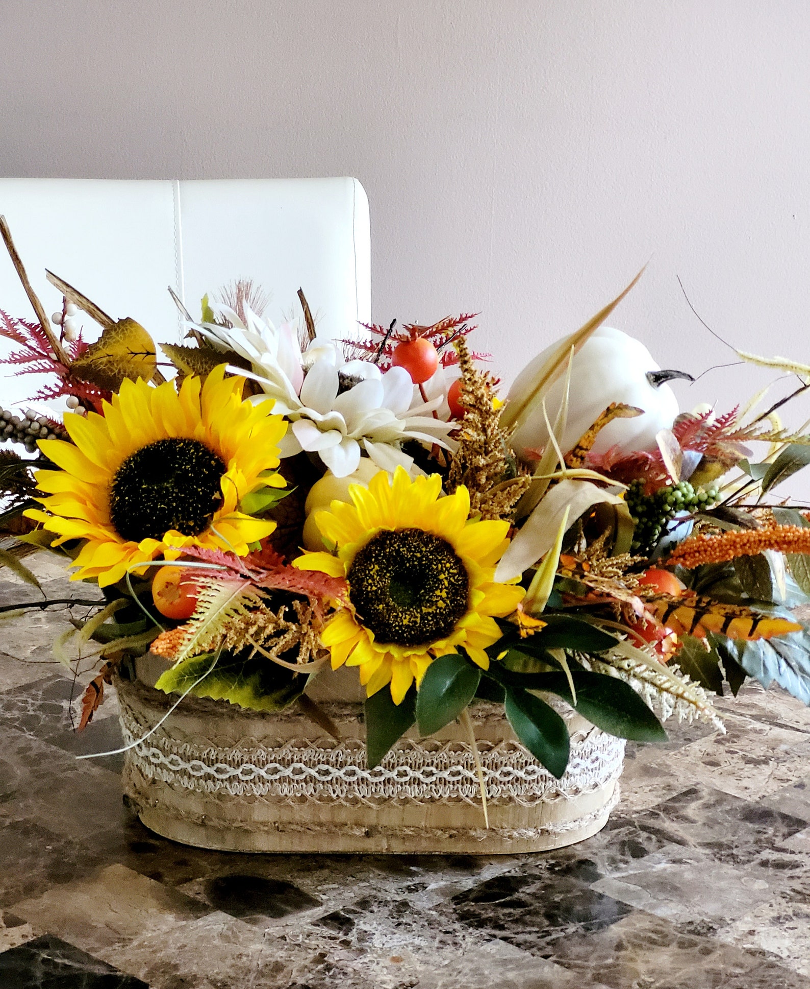 Sunflower Bucket Floral Arrangement Table Centerpiece Fall - Etsy