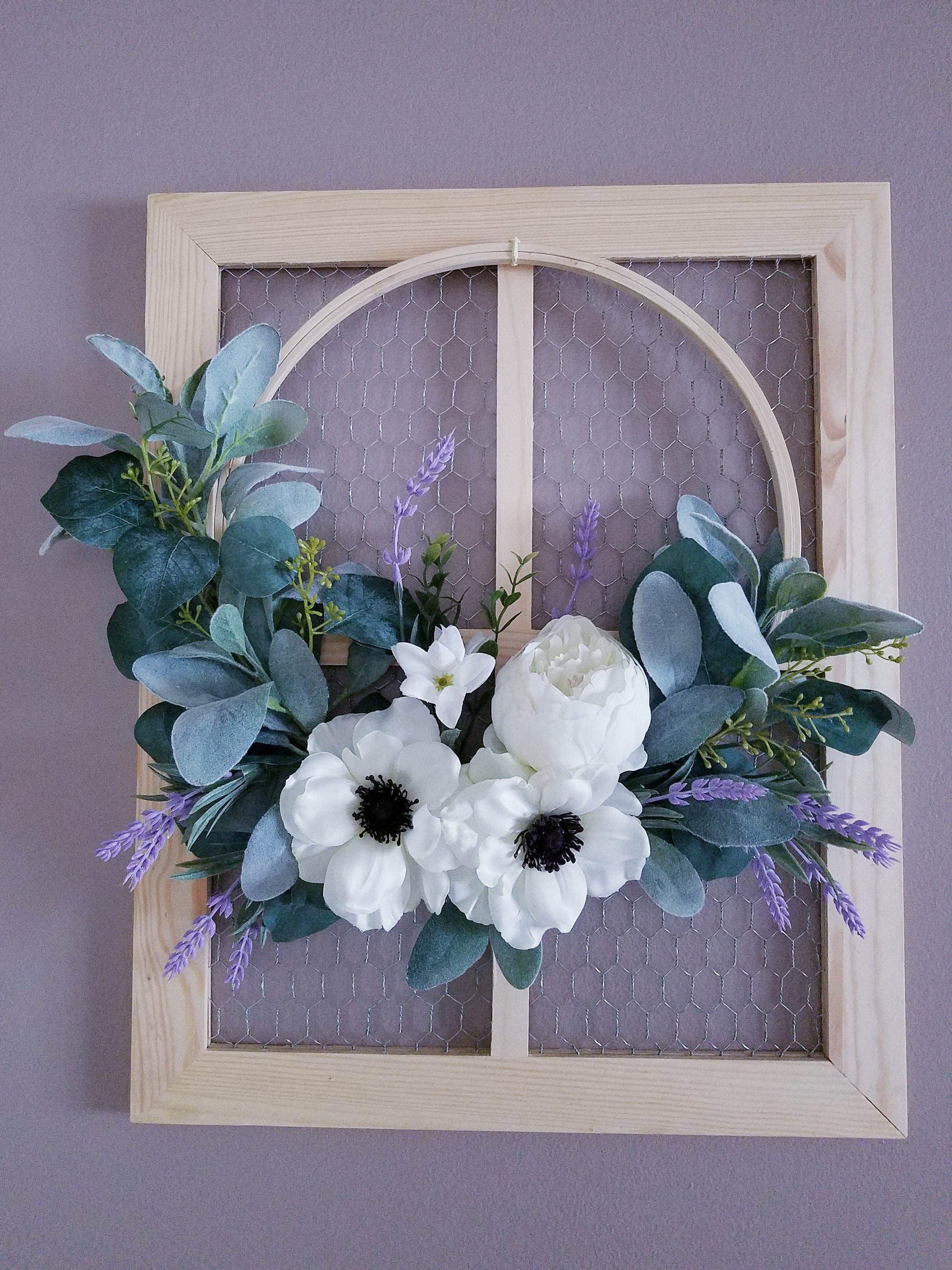 Window Frame With Wreath Indoor Hoop Wreath Wall Decorations | Etsy