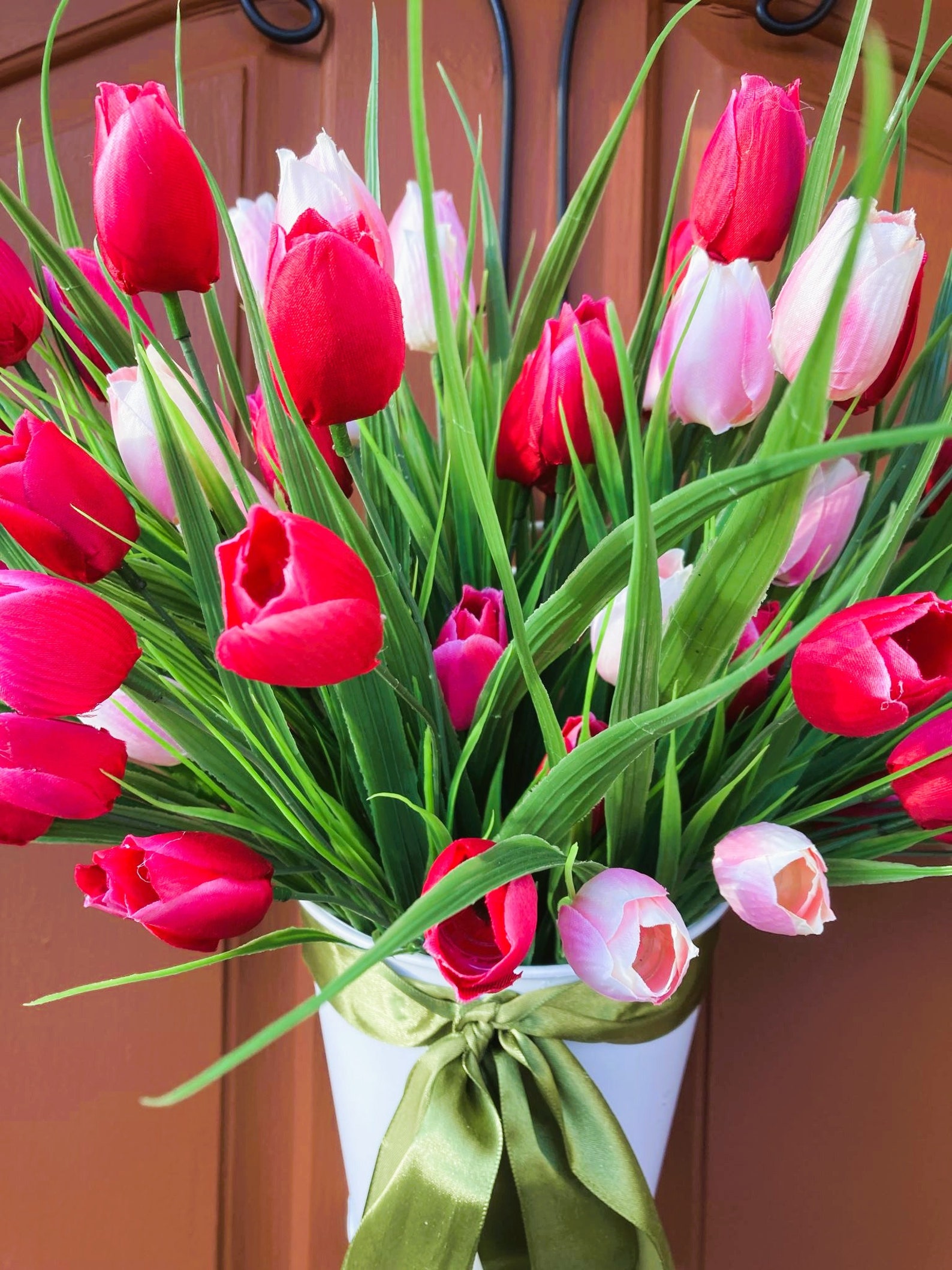 Spring Tulips Bucket Hot Pink Décor Front Door Décor Gift - Etsy