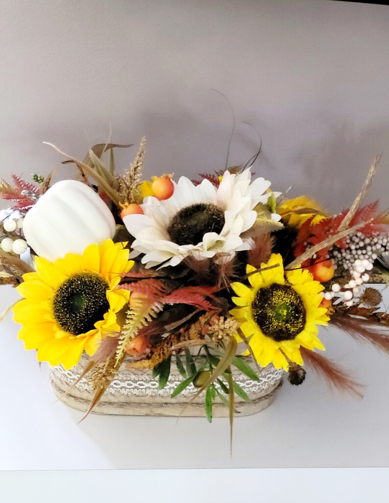 Sunflower Bucket Floral Arrangement Table Centerpiece Fall - Etsy
