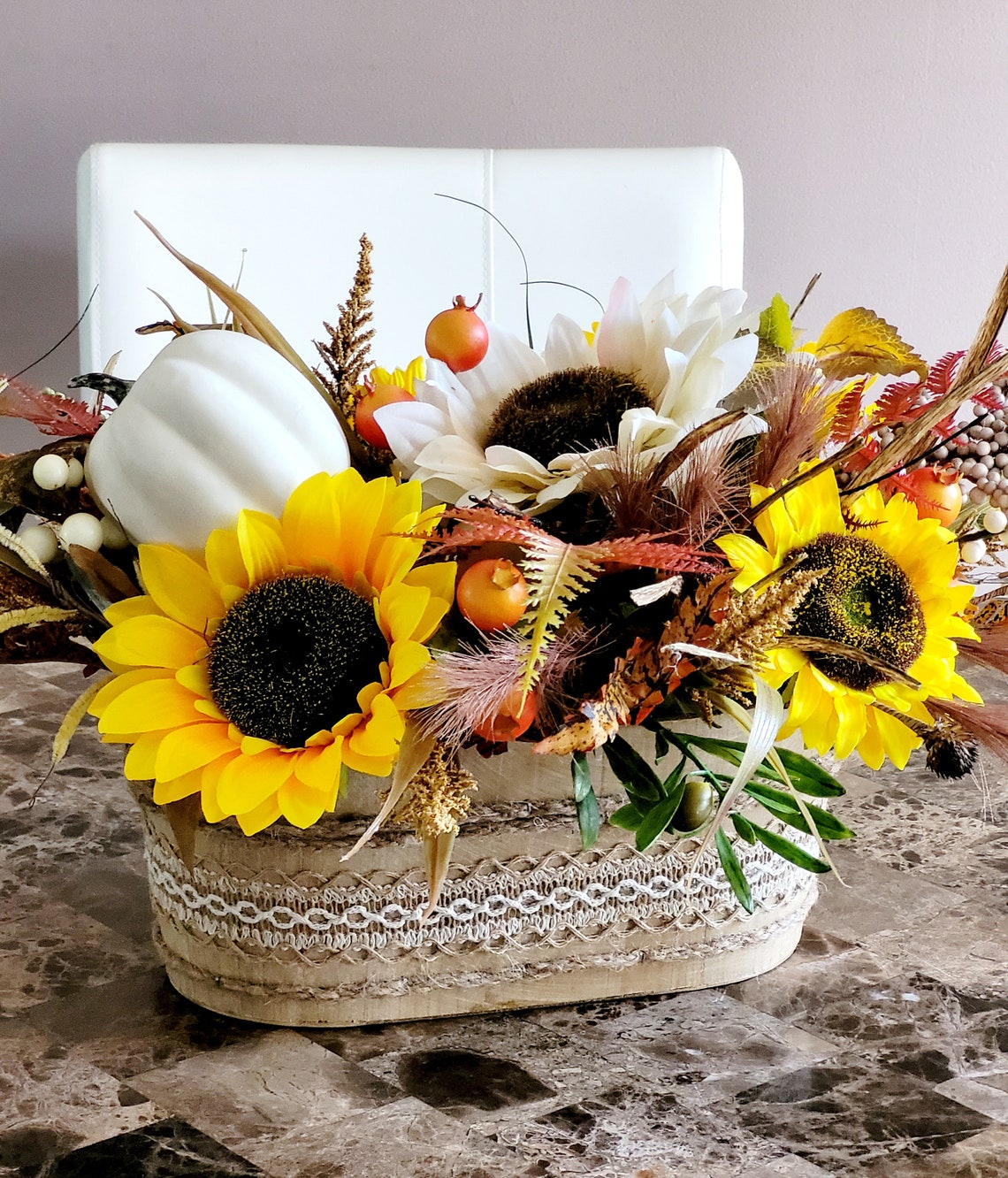 Sunflower Bucket Floral Arrangement Table Centerpiece Fall - Etsy