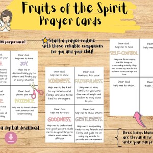 Fruits of the Spirit Bundle, Scripture Cards, Prayer Cards, Matching ...