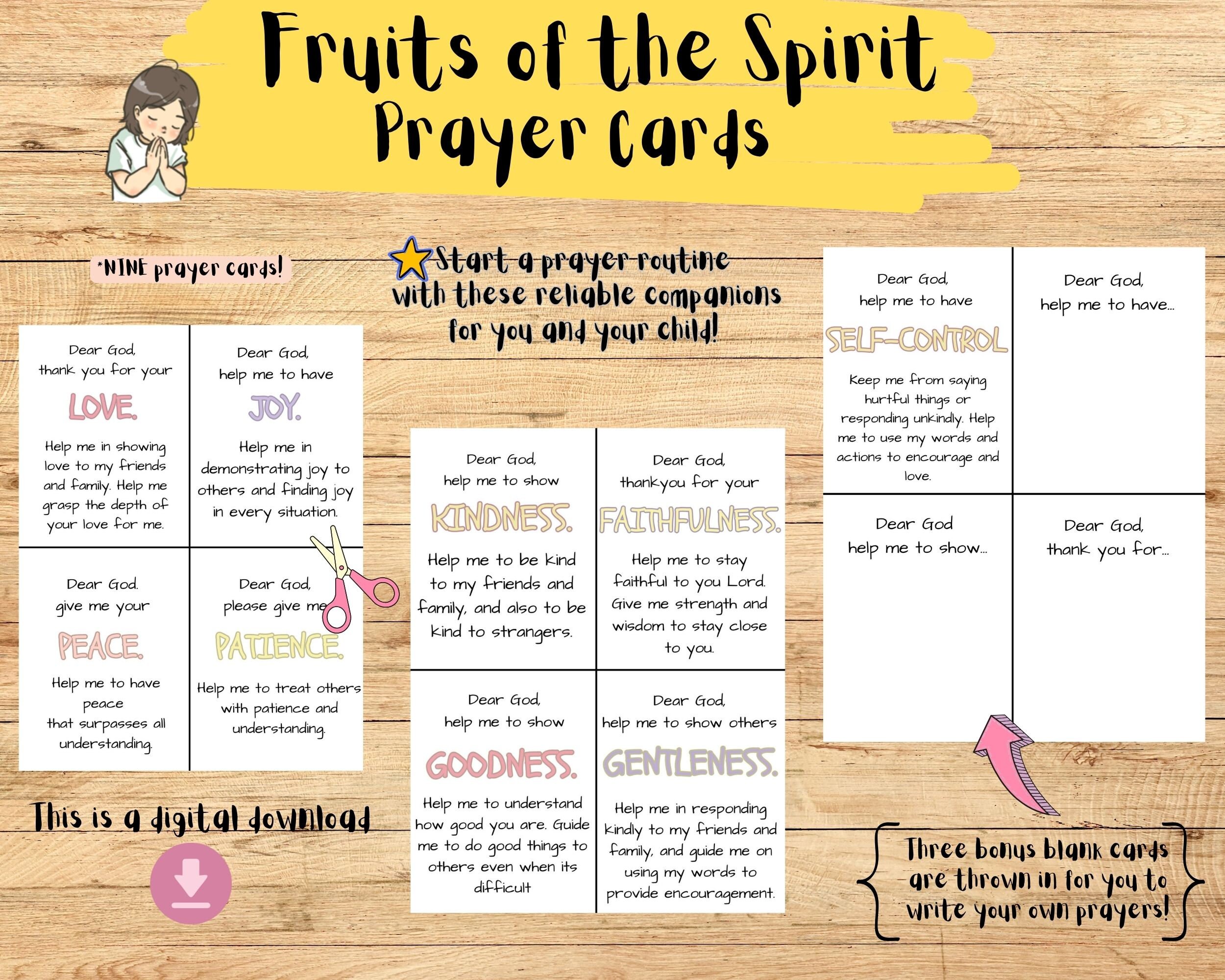 Fruits of the Spirit Bundle, Scripture Cards, Prayer Cards, Matching ...