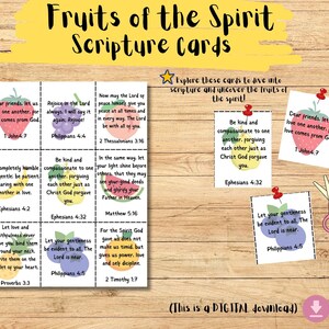 Fruits of the Spirit Bundle, Scripture Cards, Prayer Cards, Matching ...