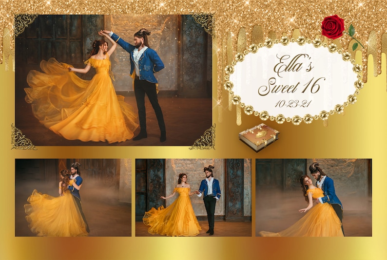 Beauty and the Beast Photo Booth Template 4x6 (instant Download) - Etsy