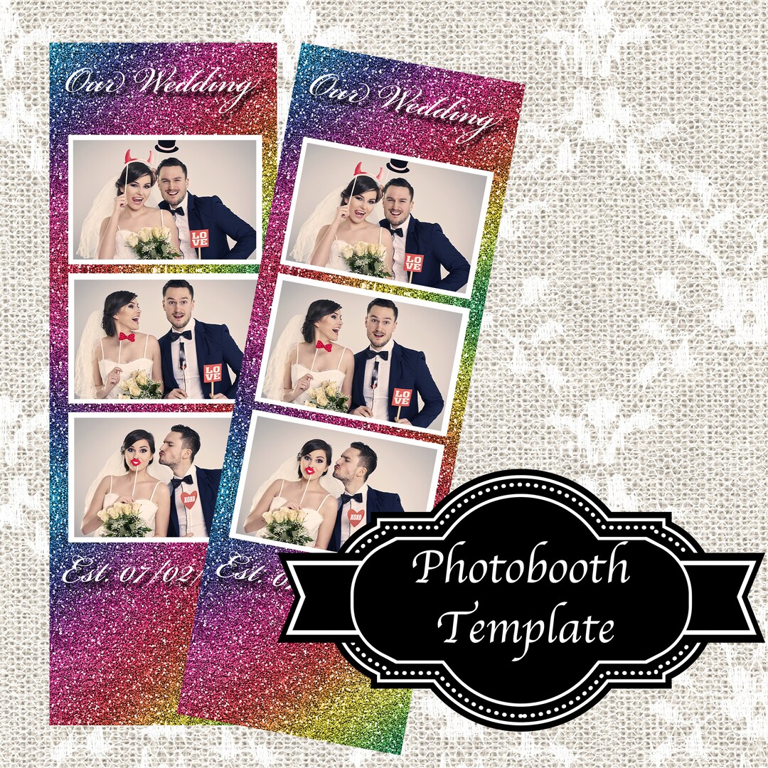Rainbow Glitter Wedding, Birthday, Shower Photo Booth Template - Etsy