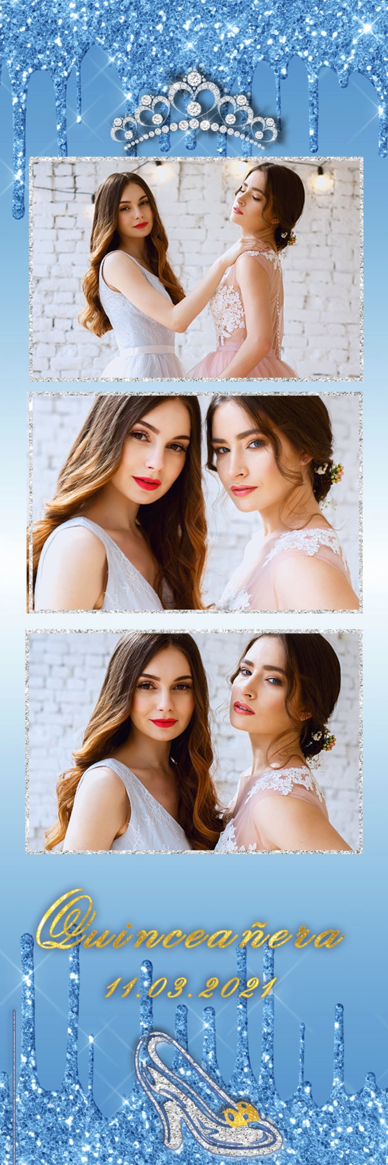 Cinderella Blue and Silver Slipper Photo Booth Template 2x6 - Etsy