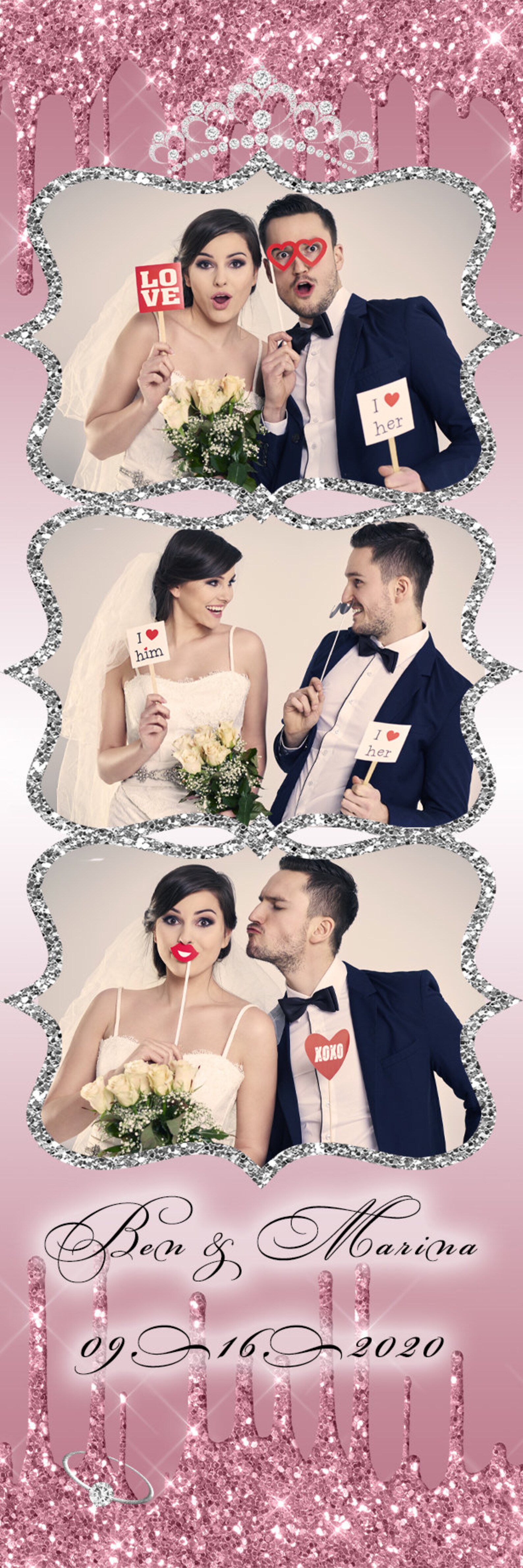 Dripping Glitter Pink Photo Booth Template 2x6 - Etsy