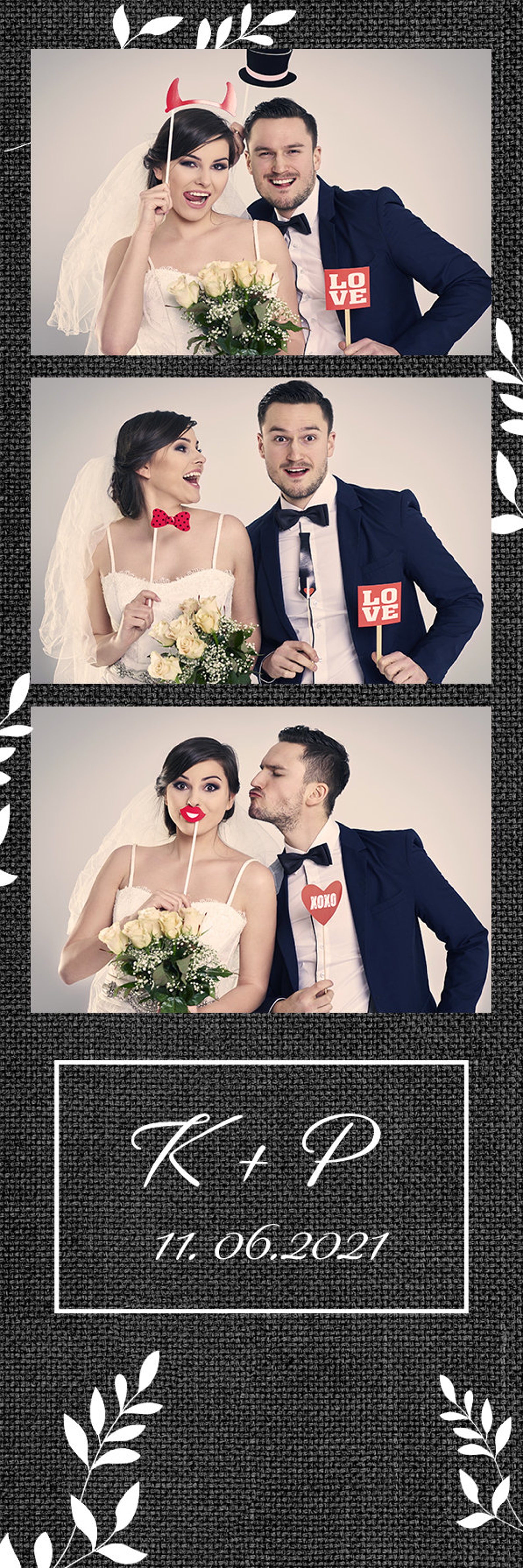 Simple Black and White Linen Photo Booth Template 2x6 - Etsy