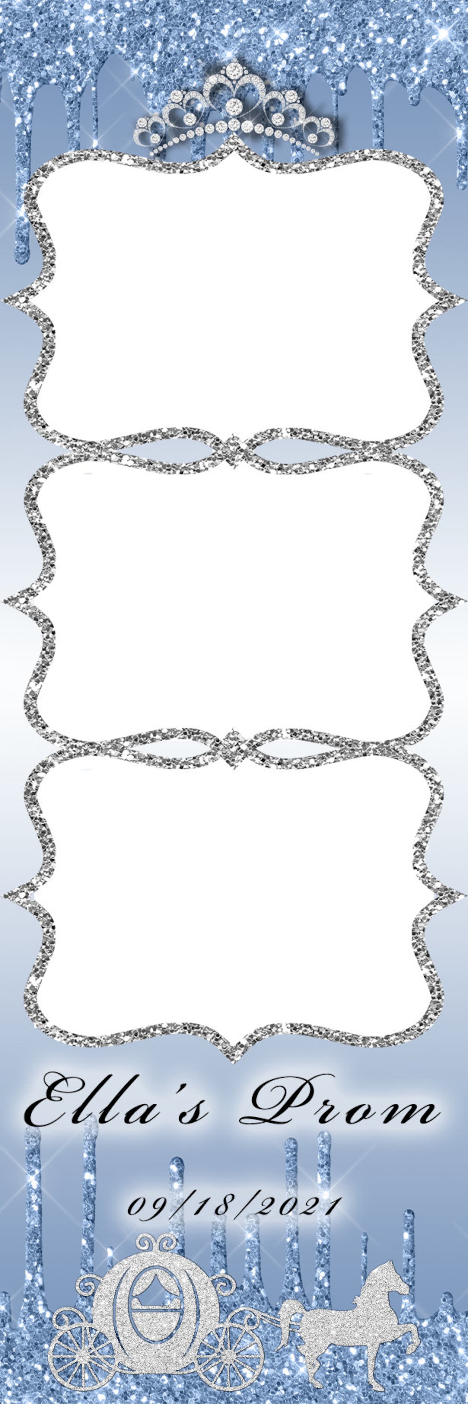 Cinderella Prom Photo Booth Template: Blue Glitter (2x6) (instant ...