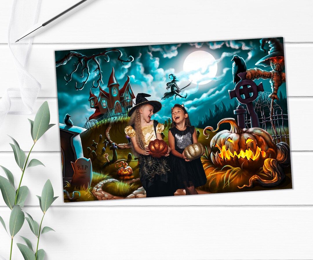 Witch's Village Halloween Green Screen Backdrop (digital Download ...
