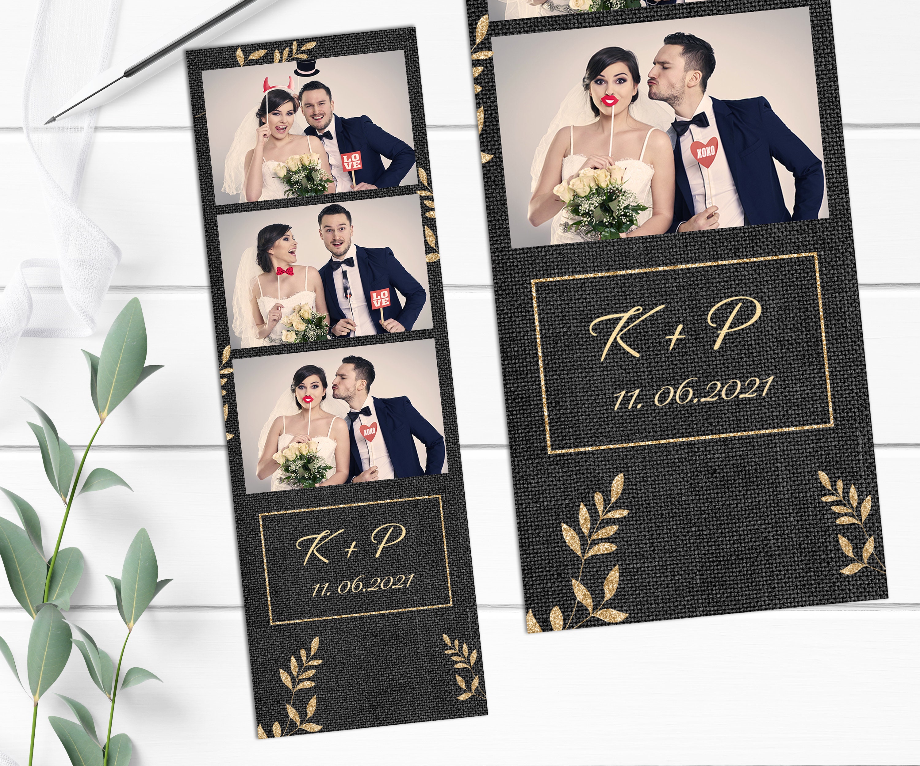 Simple Black Linen Photo Booth Template 2x6 - Etsy