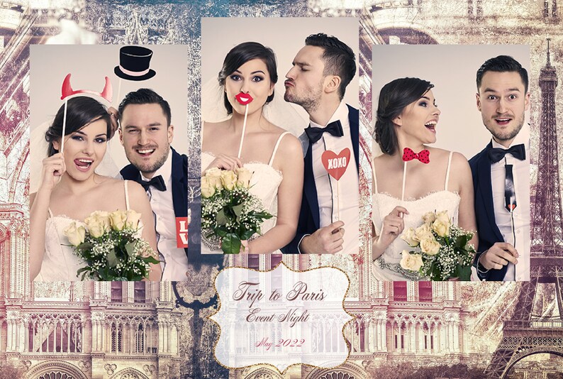 Paris Photo Booth Template Set 4x6 & 2x6 - Etsy