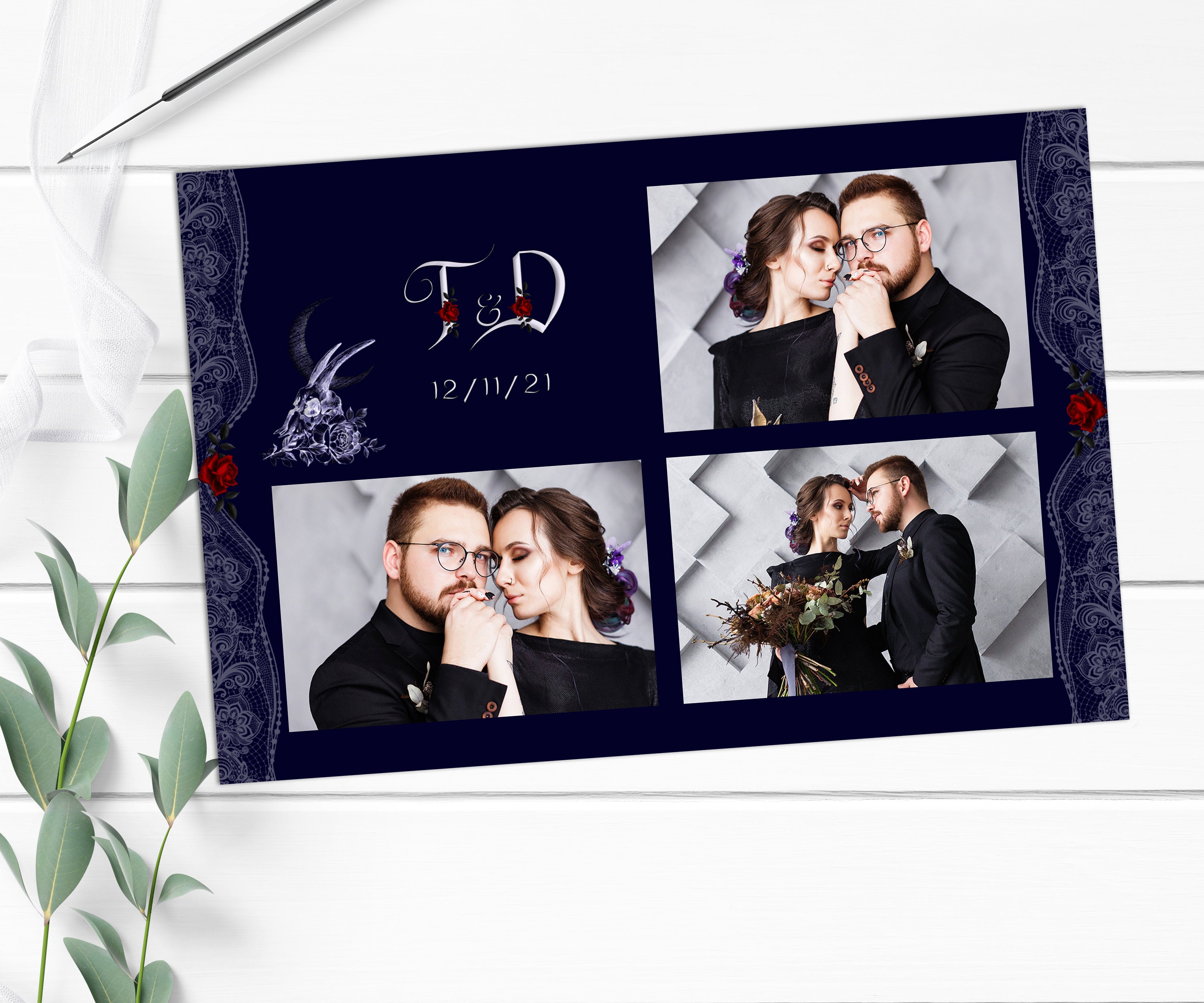 Blue and Red Gothic Photo Booth Template 4x6 - Etsy