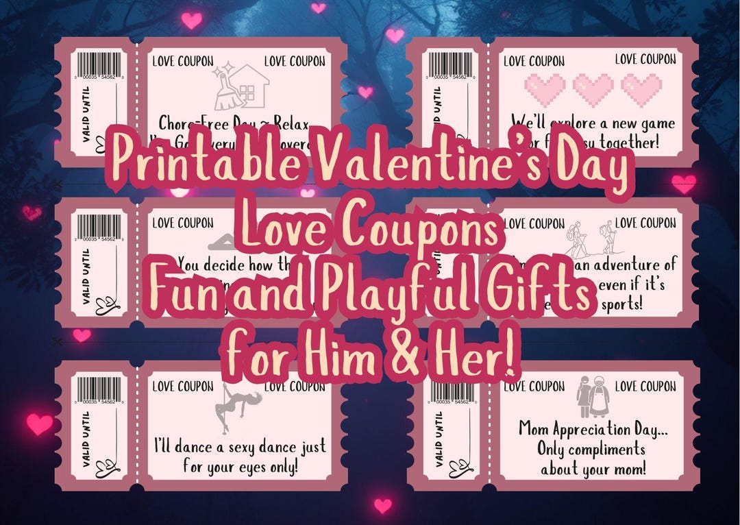 Printable Valentines Day Love Coupons Fun and Playful Gifts for Him ...