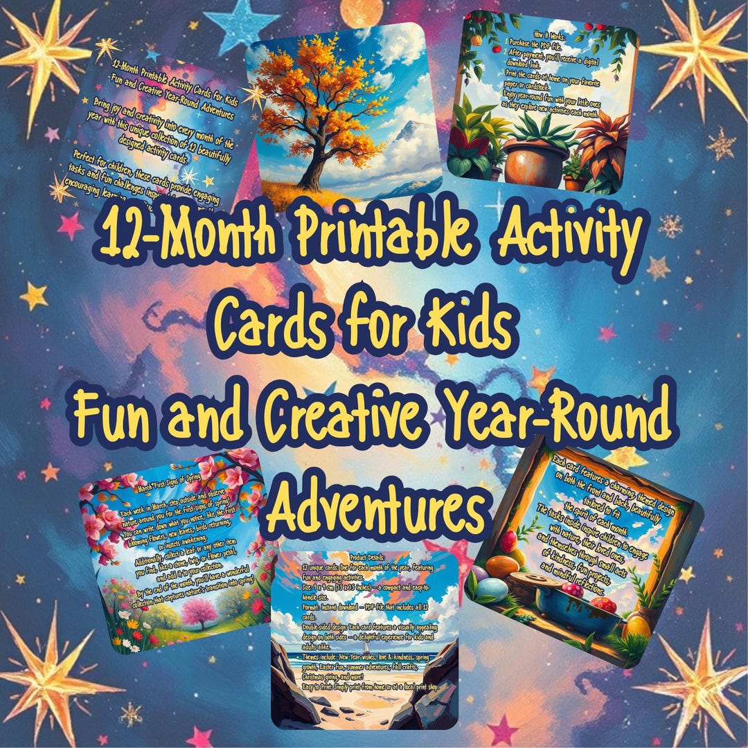 12 Month Printable Activity Imagination Cards Kids Mindful Fun ...