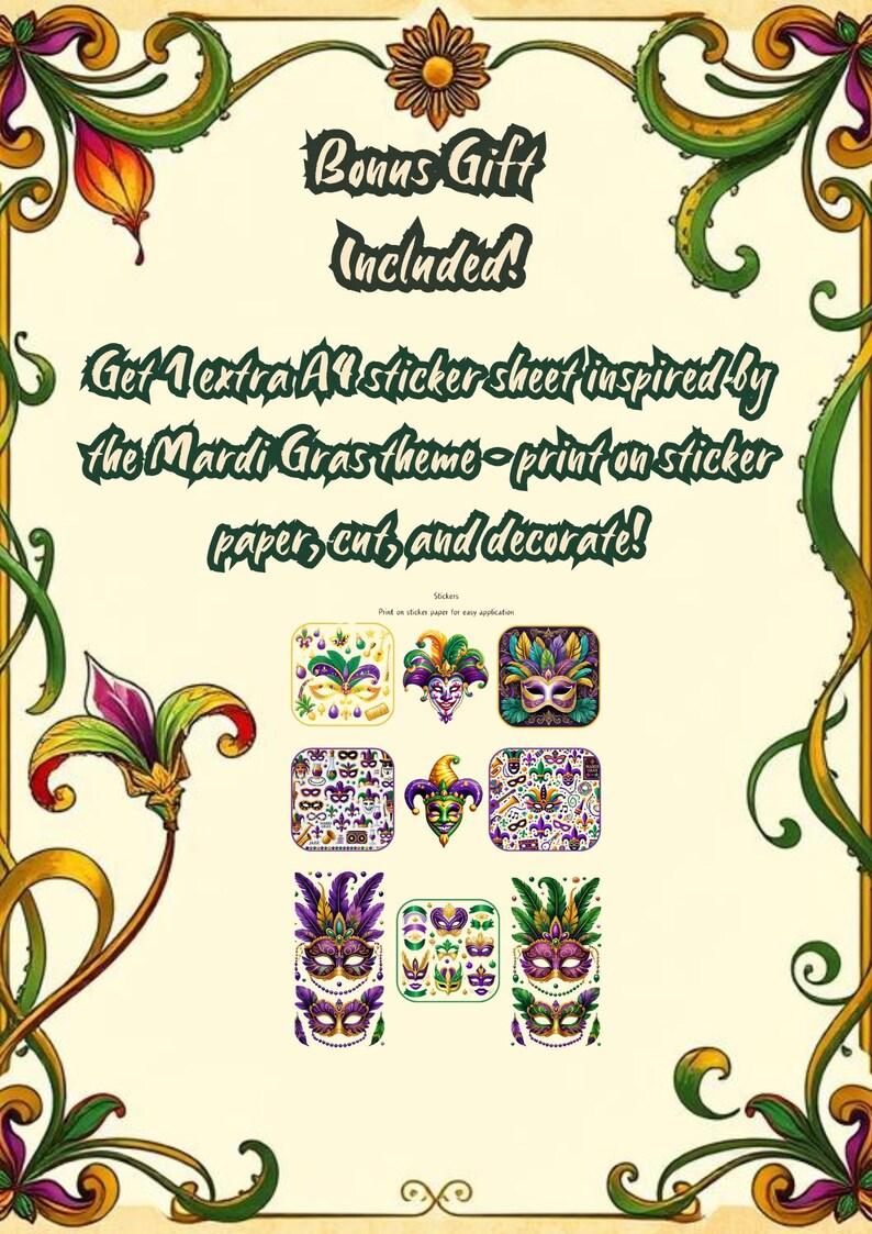 Mardi Gras Printable Lists Festive To-do, Party Planning Bucket List ...