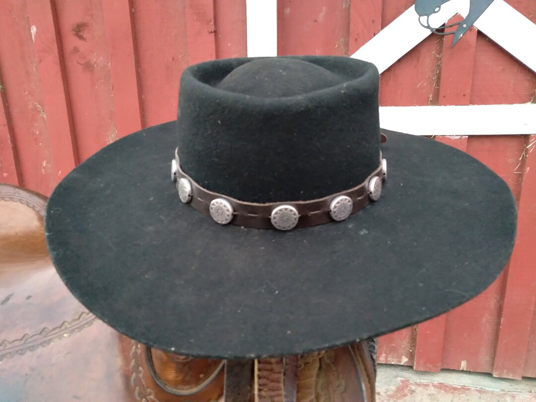 Leather & Concho Adorned Cowboy/western Hat Band adjustable - Etsy