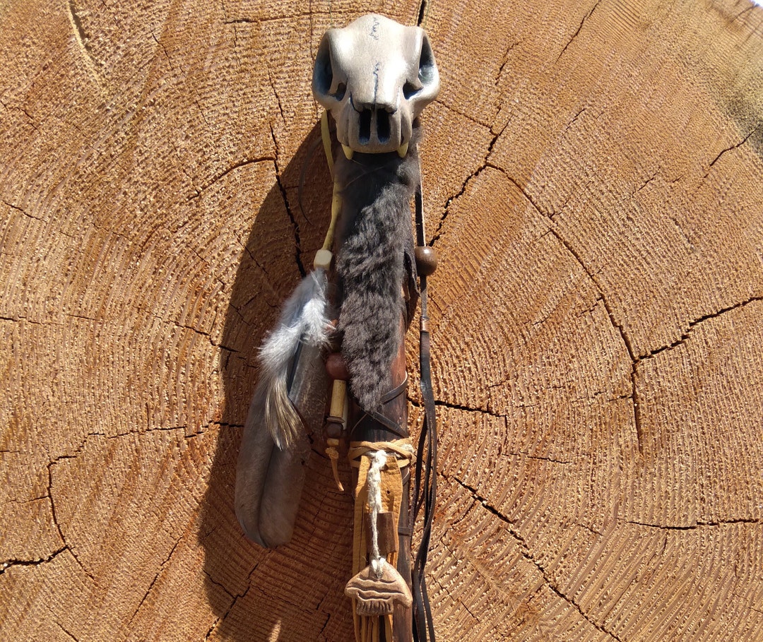 Wildcat Skull Spirit Totem/talking Stick - Etsy