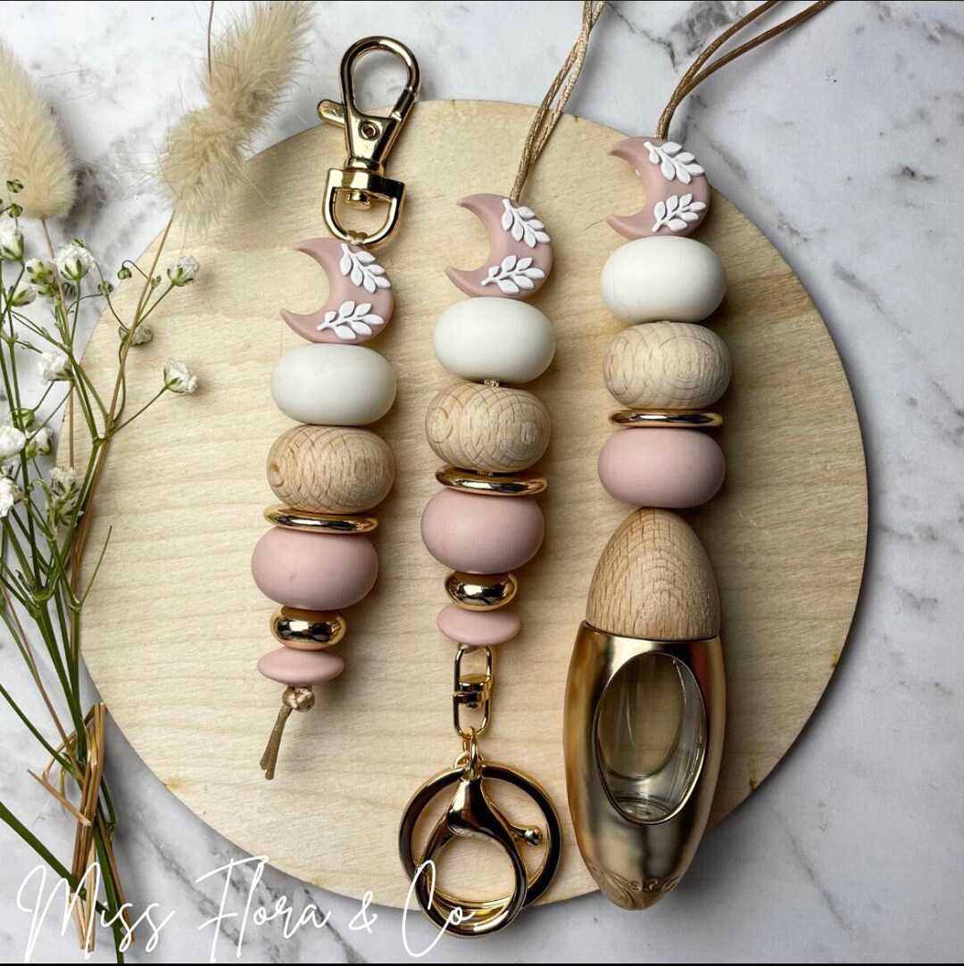 Pinky Nude Crescent Moon Keyring Lanyard Car Diffuser - Etsy