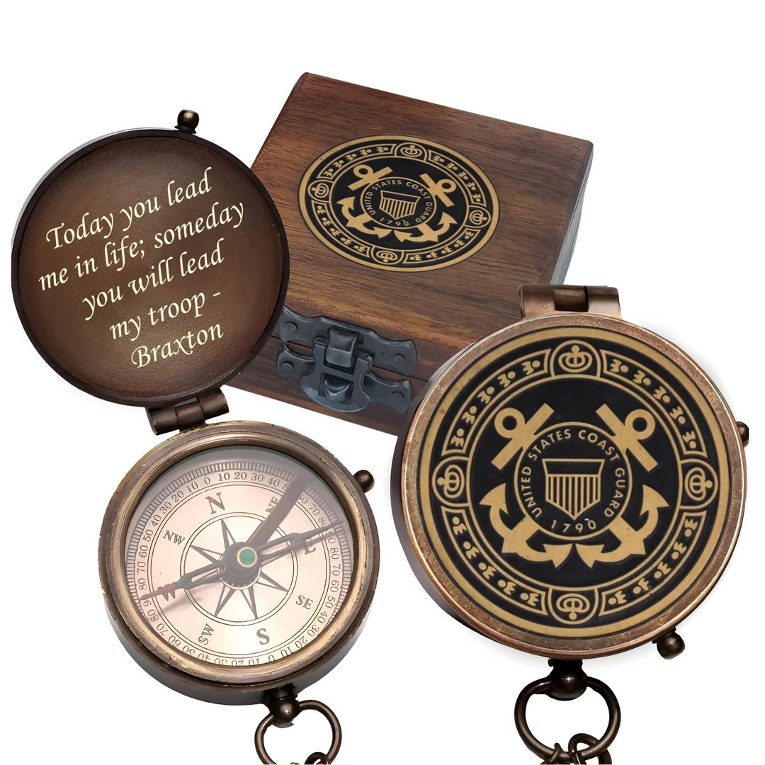 Coast Guard Gift, Engraved United States Coast Guard Compass ...