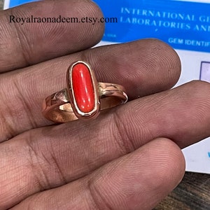 Coral Gemstone Ashtdhatu Ring / Lab Certified Natural Red Coral Silver ...