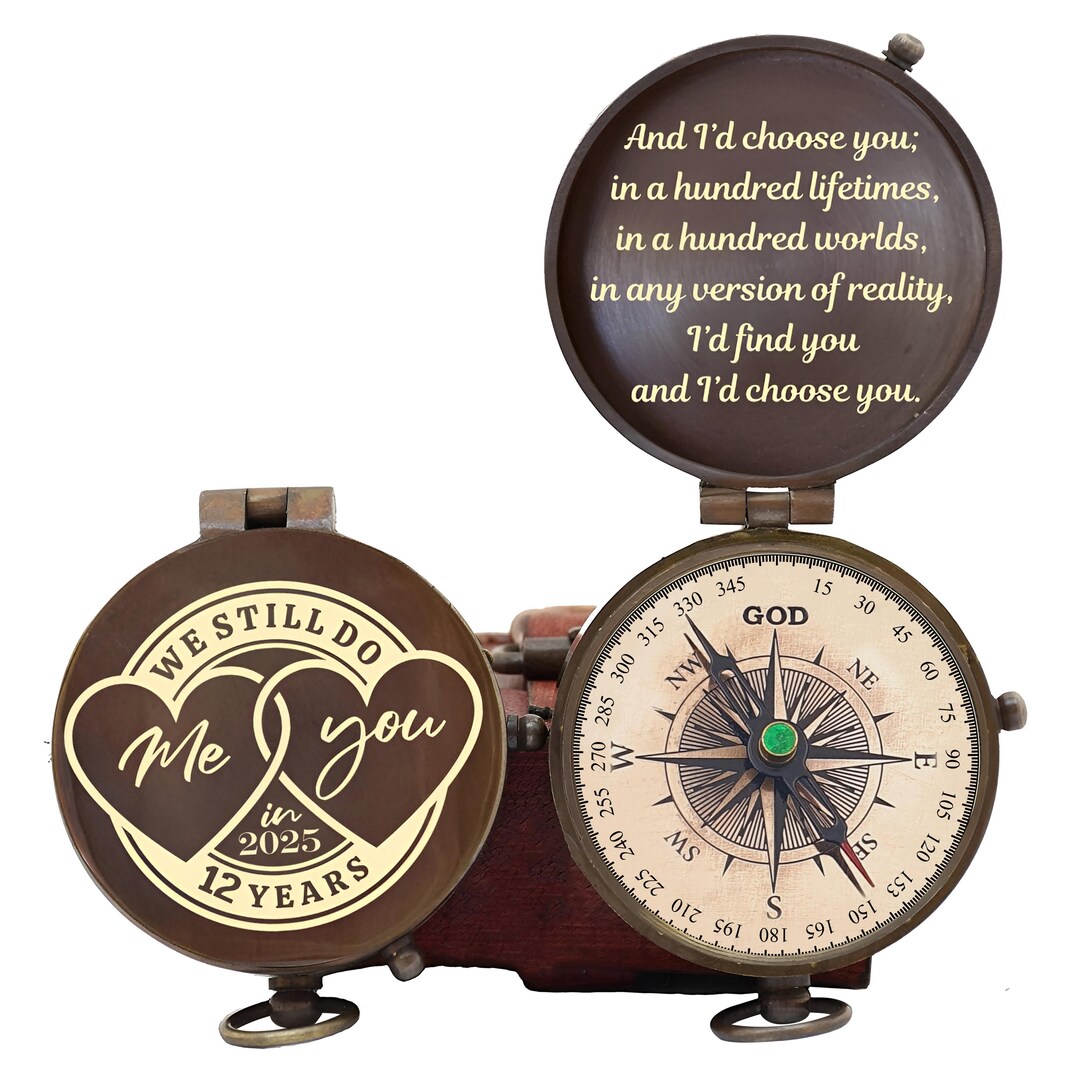 Personalized Brass God Compass Anniversary Gifts for Men Birthday Gift ...
