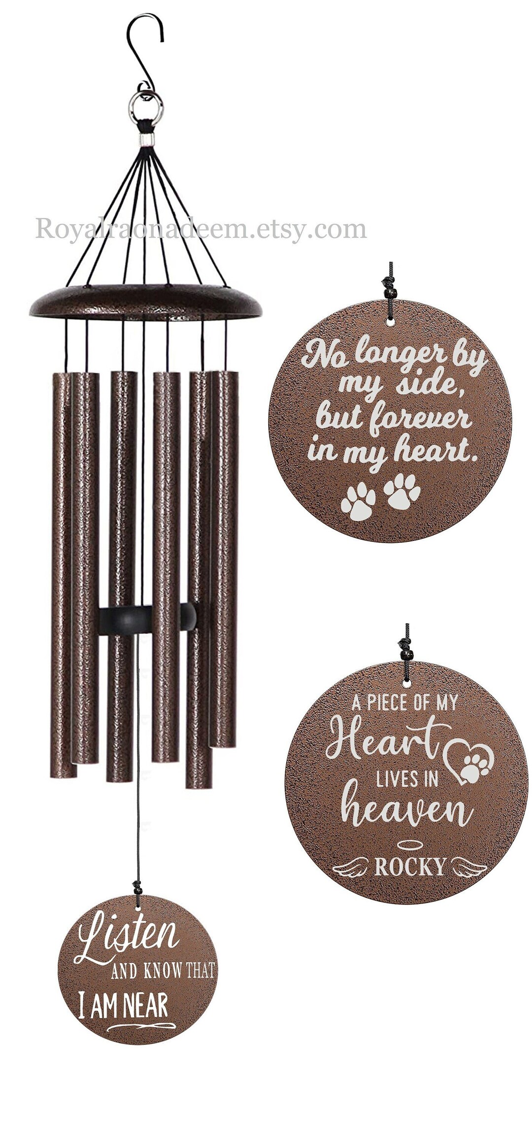 Paw Print Wind Chime, Personalized Wind Chime, Engraved Wind Chime ...