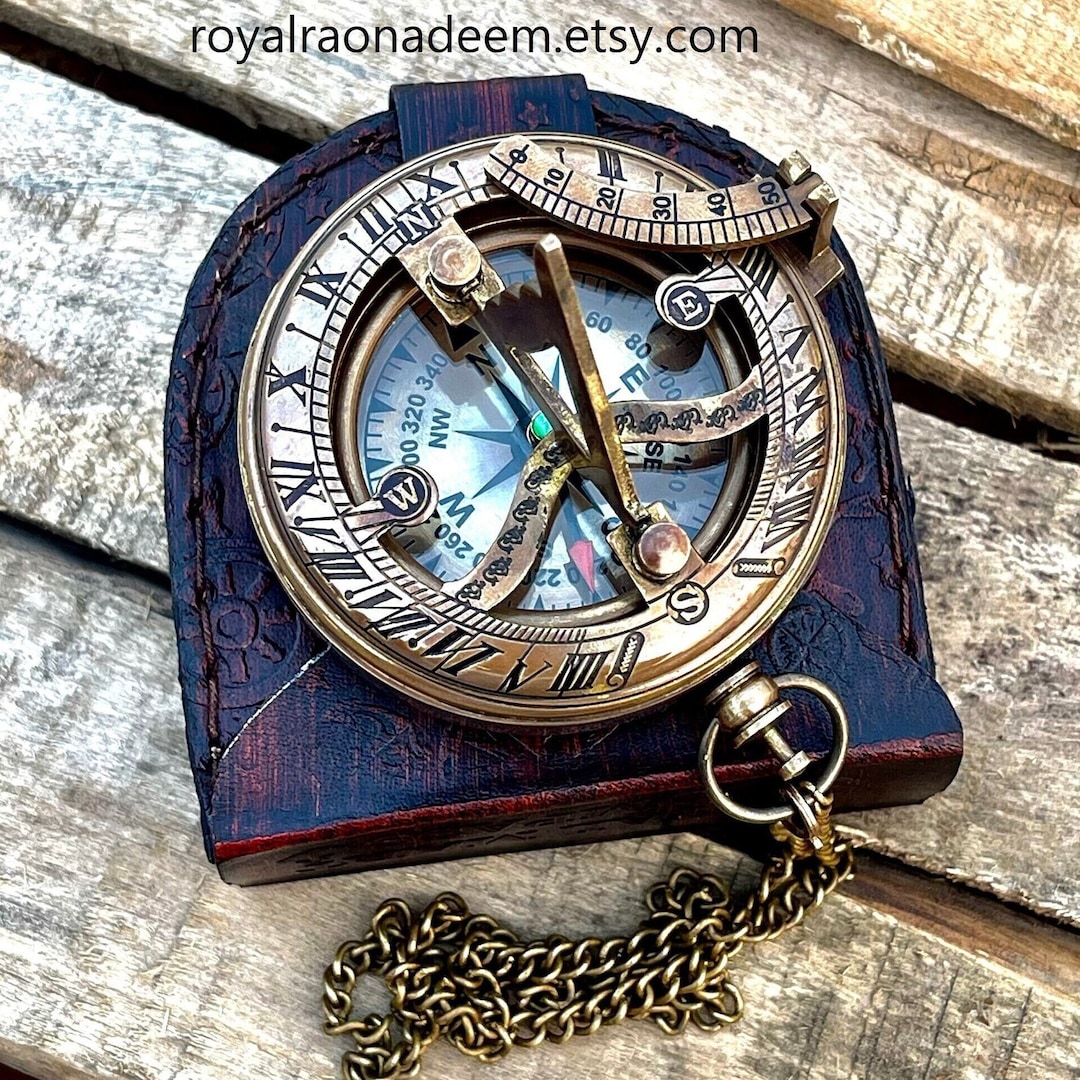 Personalized Sundial Compass, Engraved Vintage Functional Working ...