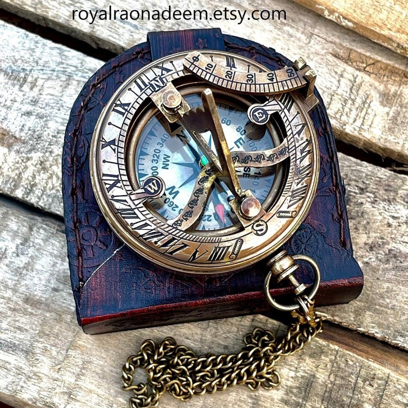 Personalized Sundial Compass, Engraved Vintage Functional Working ...