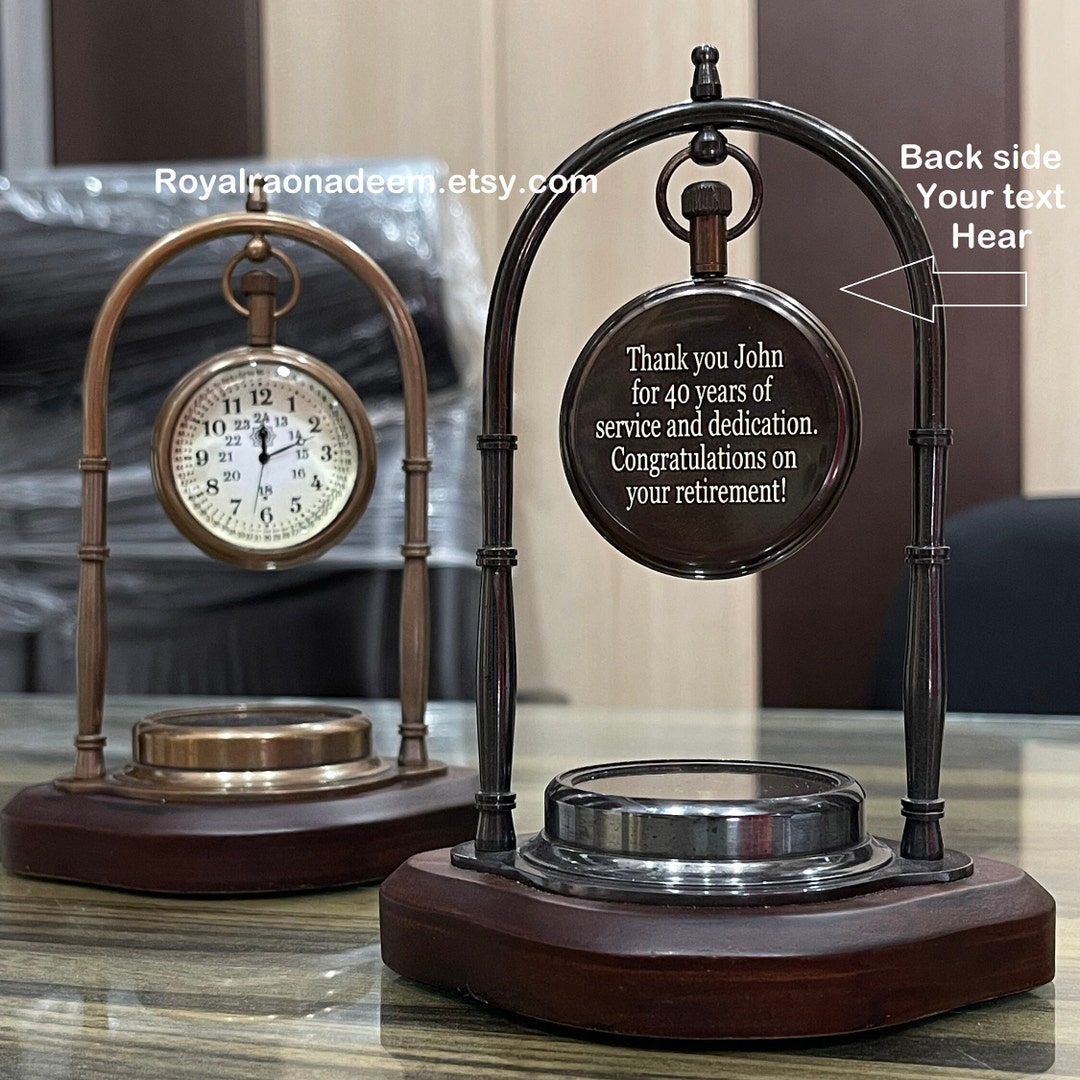 Retirement Gift, Table Clock, Personalized Antique Silver Working ...