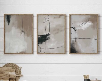 Neutral Abstract Gallery Wall Art Set of 3 PRINTABLE Abstract - Etsy