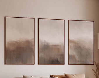 Earth Tone Terracotta Abstract Triptych Large Minimalist Print - Etsy