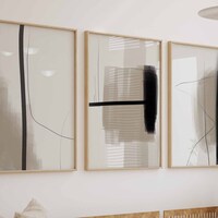 Minimalist Neutral Abstract Printable Wall Art Set of 3. Pastel Nordic ...