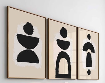 Modern Textured Abstract Set of 3 Prints Neutral Art Print - Etsy
