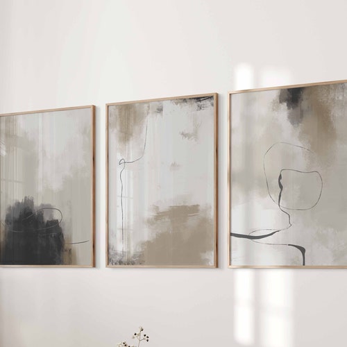 Modern Neutral Abstract Gallery Wall Art Set of 3 Nordic - Etsy
