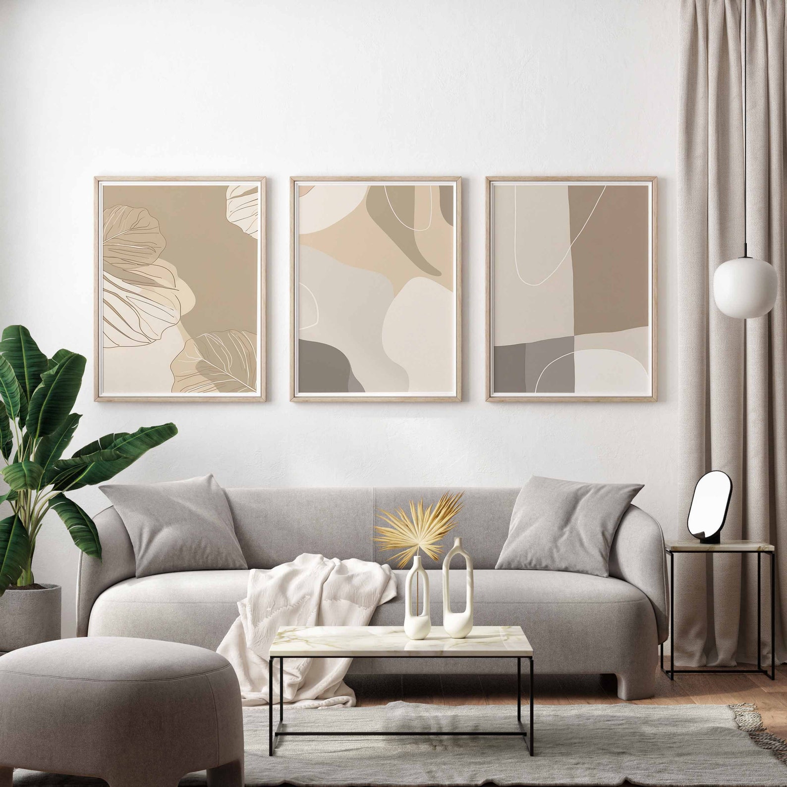 Beige Neutral Gallery Wall Art Print Set of 3 Abstract Posters Abstract ...